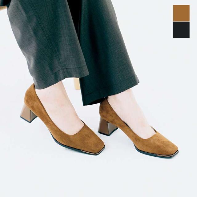 モヒ パンプス MOHI  スクエアトゥ フレアヒール パンプス gu3-899-11-pu  クーポン対象