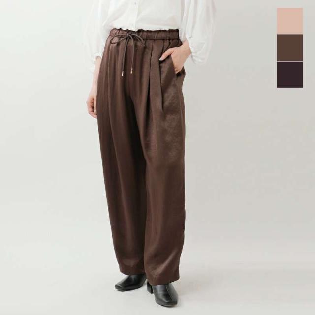 マ クルール ma couleur  レザー ライク サテン ビンテージ ドロスト タック パンツ j-4642 パンツ  ☆☆ クーポン対象