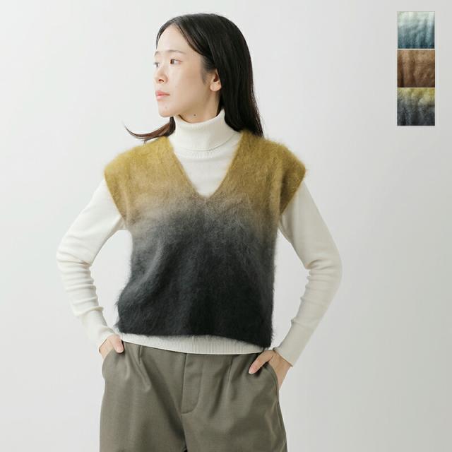 enrica エンリカ  カシミア シャギー Vネック グラデーション ベスト knit149-1-tr 2025aw新作 レディース ☆☆ クーポン対象