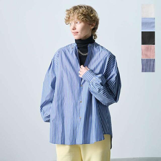 カーキ ブラウス kha:ki  ブロード ボリュームスリーブ バンドカラー シャツ “GOLD DOT SHIRTS” mil25fbl3149  ☆☆ クーポン対象