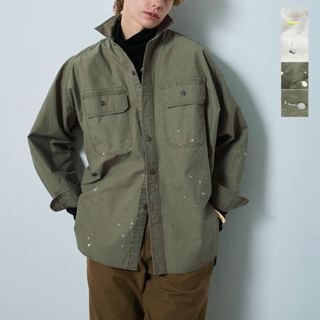 kha:ki カーキ  コットン ワイド ミリタリー ハンドペイント シャツ “HAND PAINT SHIRTS” mil25fbl3150-yo 2025aw新作 レディース ☆☆ クーポン対象