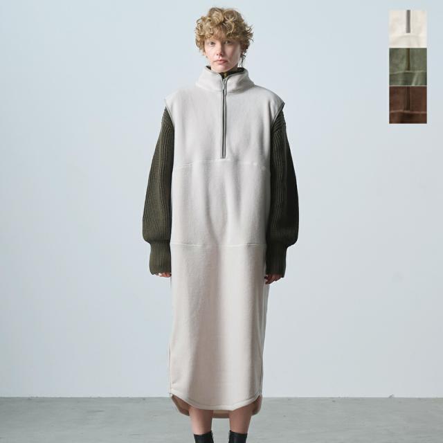 kha:ki カーキ サイドジップ フリース ワンピース “SIDE ZIP FLEECE DRESS” mil25fop3101-nk レディース 2025aw新作 ☆☆ クーポン対象