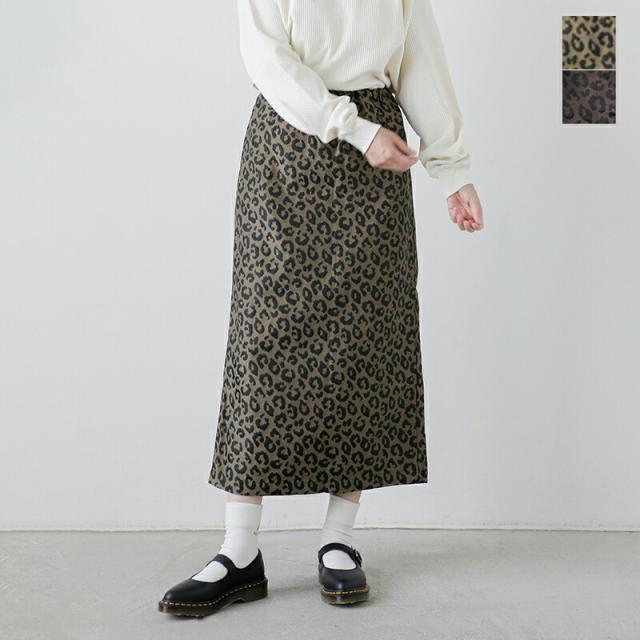 kha:ki カーキ  ジャガード レオパード ストレート スカート “LEOPARD STRAIGHT SKIRT” mil25fsk3099-nk 2025aw新作 レディース ☆☆ クーポン対象