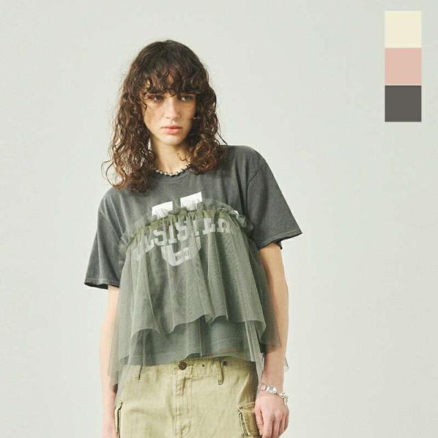 40%OFF カーキ Tシャツ kha:ki コットン天竺 ピグメントダイ リメイク レイヤード Tシャツ “REMAKE LAYRED TEE” mil25scs3455 ☆☆ クーポン対象