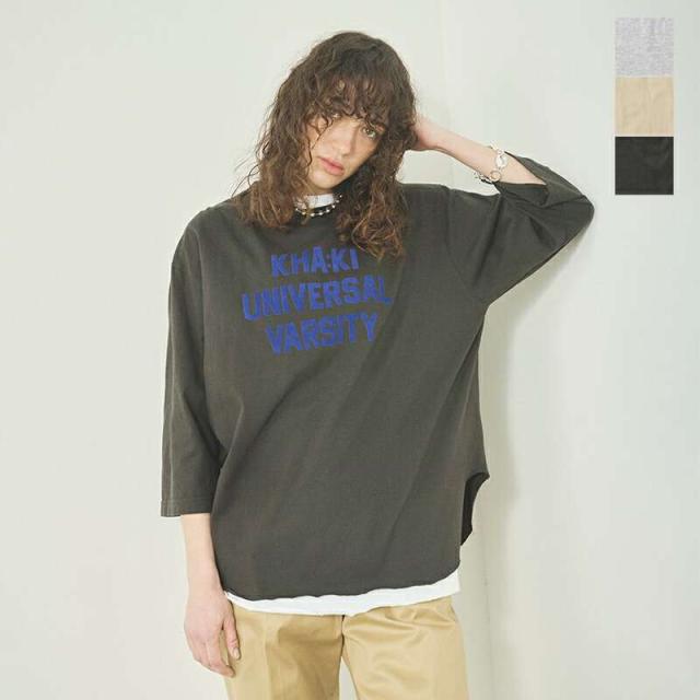 カーキ Tシャツ kha:ki  コットン 7分袖 Tシャツ “7TH TEE -K.U.V-” mil25scs3459  ☆☆ クーポン対象