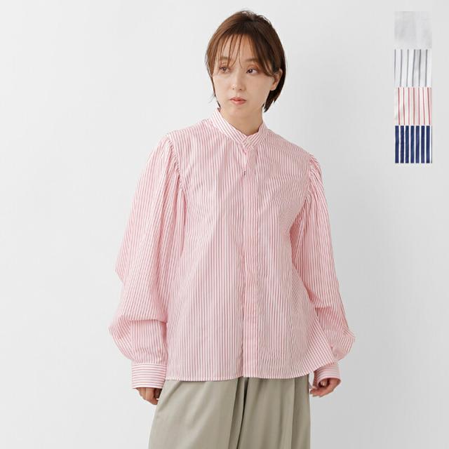 MANON マノン  コットン ギャザースリーブ バンドカラー シャツ “GATHER SLEEVE BAND COLLAR SHT” mnn-sh-302-mn 2025aw新作 レディース ☆☆ クーポン対象