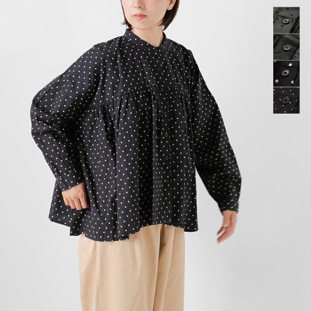 SOIL ソイル 40s ポプリン ドット プリント バンドカラー シャツ nsl25532-nk レディース 2025aw新作 ☆☆ クーポン対象