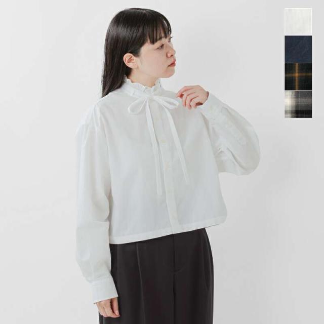 ニコルソンアンドニコルソン ブラウス nicholson&nicholson  ウォッシュドコットン フリルカラー タイ ブラウス opal-w  クーポン対象