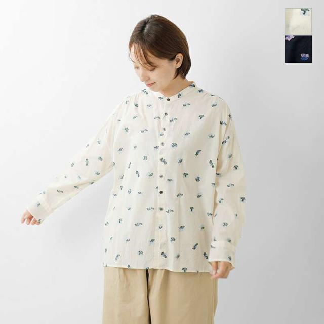 ヌーベル ドゥ パラディ ブラウス NOUVELLES DU PARADIS コットン カットジャガード スタンドカラー ブラウス pb25318 ☆☆ クーポン対象