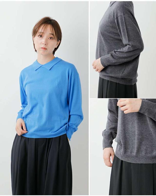 STAMP AND DIARY スタンプアンドダイアリー スムースウール 襟付 プル