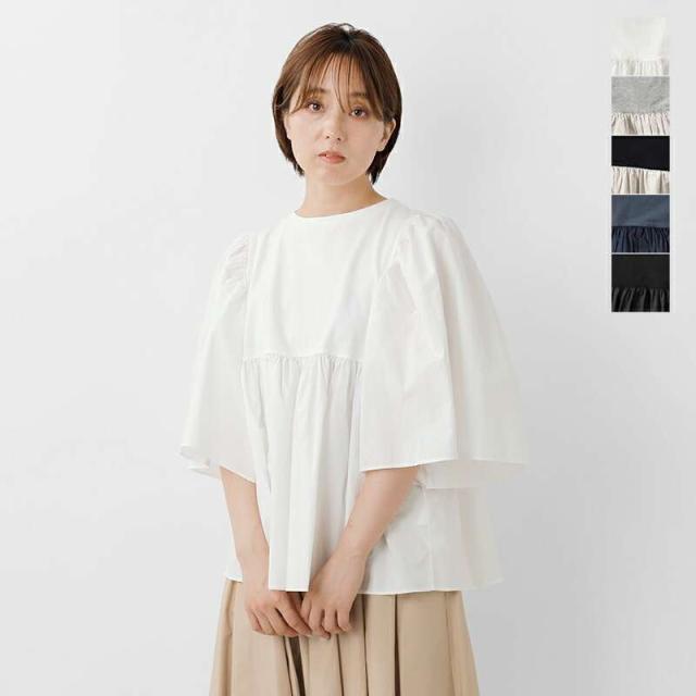 ユニヴァーサルセブン Tシャツ universal seven  クラシック天竺 バイカラー ギャザー フレア プルオーバー us230ct027  ☆☆ クーポン対象