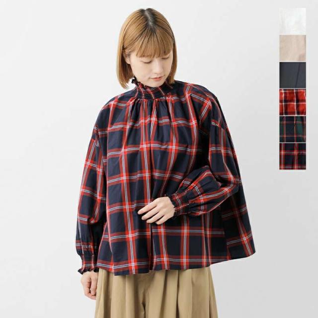 ユニヴァーサルティシュ ブラウス universal tissu コットン モックネック シャーリング ブラウス ut244bl023-mn新作 レディース クーポン対象