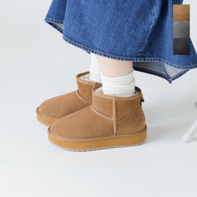 EMU Australia エミュオーストラリア  カウレザー メリノウール ショート ムートンブーツ w13252-kr 2025aw新作 ユニセックス クーポン対象