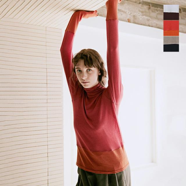 whyto ホワイト  カシミヤ シルク カラー ブロック タートル ニット プルオーバー “cashmere silk color block turtle” wht25fcs4007-mn レディース 2025aw新作 ☆☆ クーポン対象