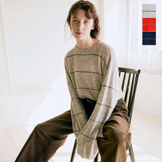 whyto ホワイト  ワイド ボーダー ニット プルオーバー “wide border knit” wht25fkn4034-mn 2025aw新作 レディース ☆☆ クーポン対象