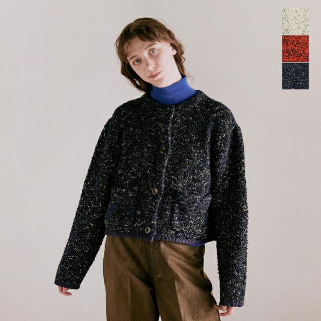 whyto ホワイト  ミックス テープヤーン ニット ジャケット “mix tapeyarn knit jacket” wht25fkn4036 レディース 2025aw新作   ☆☆ クーポン対象