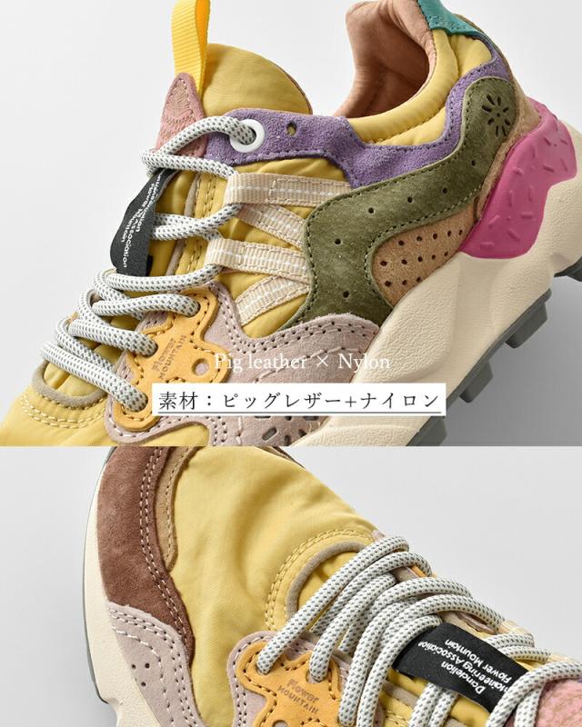 Flower MOUNTAIN フラワーマウンテン ヤマノスリー ピッグレザー ナイロン スニーカー “YAMANO3” yamano3-mn 2025aw新作 2025aw秋冬新作 レディース スタイリッシュ アウトドア 衝撃吸収 吸湿 映える カラー 歩きやすい クーポン対象