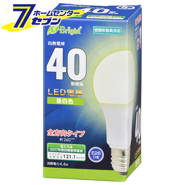オーム電機 LED電球 E26 40形相当 昼白色06-4341 LDA4N-G AG27[LED電球・直管:LED電球一般形]の通販はau PAY マーケット - ホームセンターセブン ...