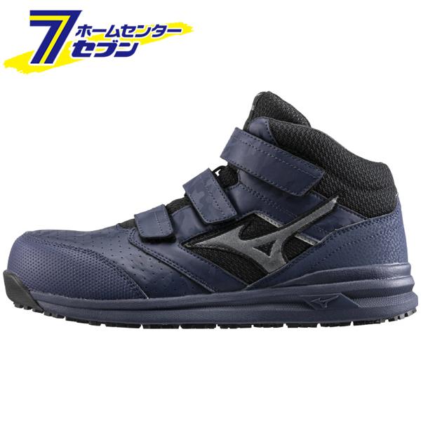 mizuno ワークシューズ ALMIGHTY LSII21M 29.0cm ネイビー×ダークシルバー F1GA220014290 ミズノ 安全靴 プロテクティブスニーカー 軽量 クッション性と安定性 耐滑性 通気性 丈夫 再帰反射 3本ﾍﾞﾙﾄ JSAA A種 人工皮革製 運輸業 建築業 mizuno