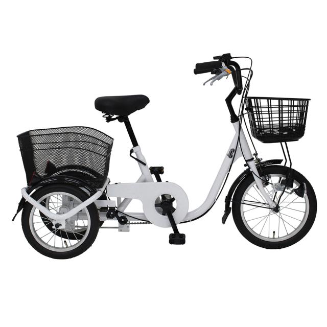 三輪自転車 L ホワイト ロータイプ SWING CHARLIE  MG-TRE16L [三輪自転車 小さめ かご付き 前後かご ロータイプ シニア 高齢者 主婦 自転車本体 お客様組立品 mimugo 正規店 ミムゴ スイングチャーリー ミムゴ]