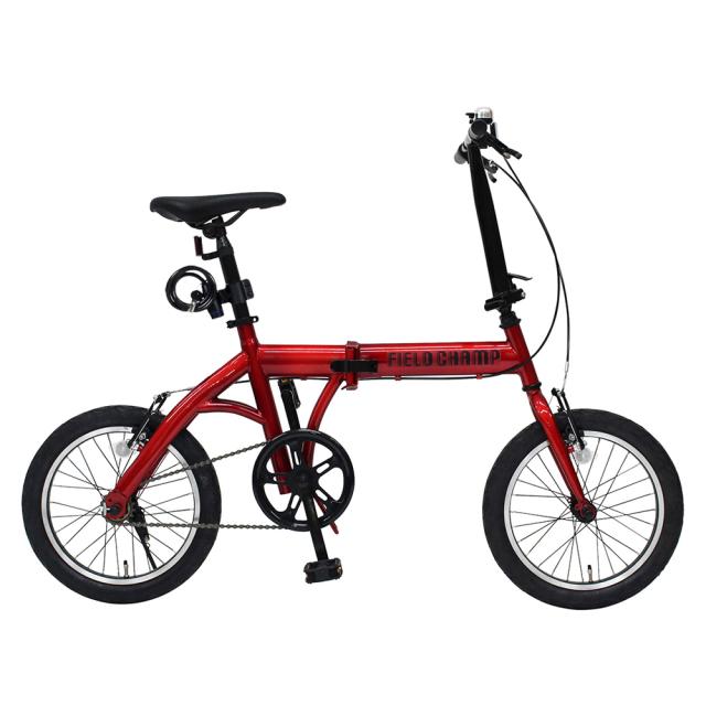 折畳み自転車 RD レッド 16インチ (ロック付)  FIELD CHAMP  MG-FCP16RD-OP [折りたたみ自転車 ハンドル折畳み コンパクト ワイヤーロック 自転車本体 お客様組立品 mimugo 正規店 ミムゴ フィールドチャンプ ミムゴ]