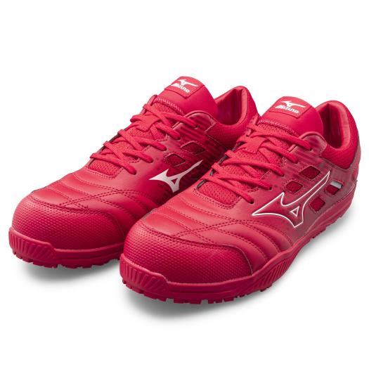オールマイティ ワークシューズ 24.5cm レッド×ホワイト TDII 11 L F1GA230062245 ミズノ [ワーキング 作業靴 スニーカー ユニセックス ローカット 紐靴 軽量 衝撃吸収 クッション性 耐滑性 通気性 mizuno]
