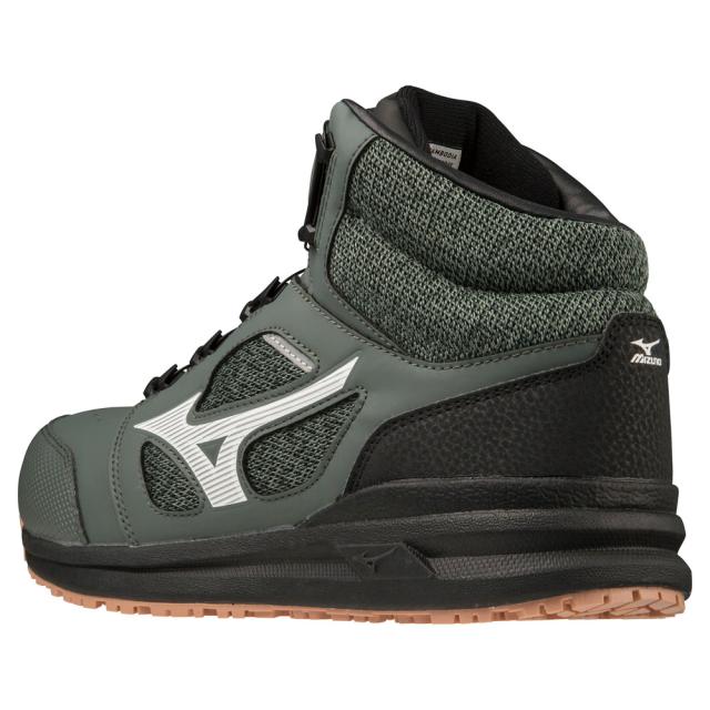 オールマイティ ワークシューズ 27.5cm カーキ×ホワイト LSII 73 M BOA F1GA220336275 ミズノ [メンズ ワーキング スニーカー ミッドカット ダイヤル靴 軽量]