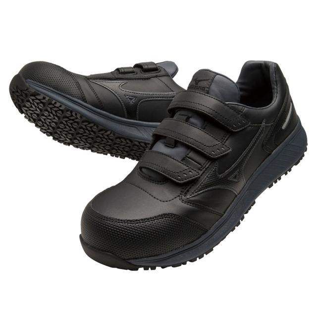 オールマイティ ワークシューズ 24.5cm ブラック×グレー SU 22 L F1GA231109245 ミズノ [作業靴 ワーキング スニーカー ユニセックス ローカット ベルト靴 軽量 ]