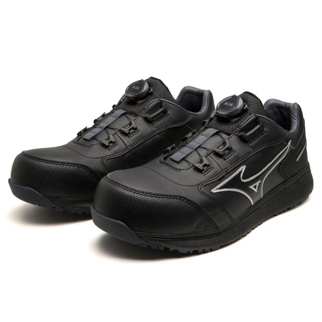 オールマイティ ワークシューズ 28cm ブラック×シルバー SU 51 L BOA F1GA231709280 ミズノ [作業靴 ワーキング スニーカー ユニセックス ローカット ダイヤル靴 軽量 ]