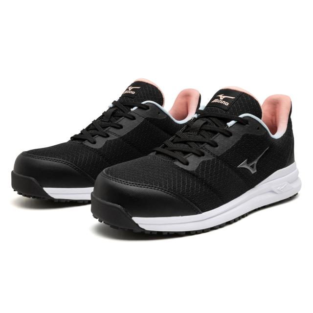 オールマイティ ワークシューズ 25.5cm ブラック×シルバー×ピンク FSII 11L F1GA240309255 ミズノ [ウィメンズ レディース 女性 ワーキング スニーカー ローカット 軽量]