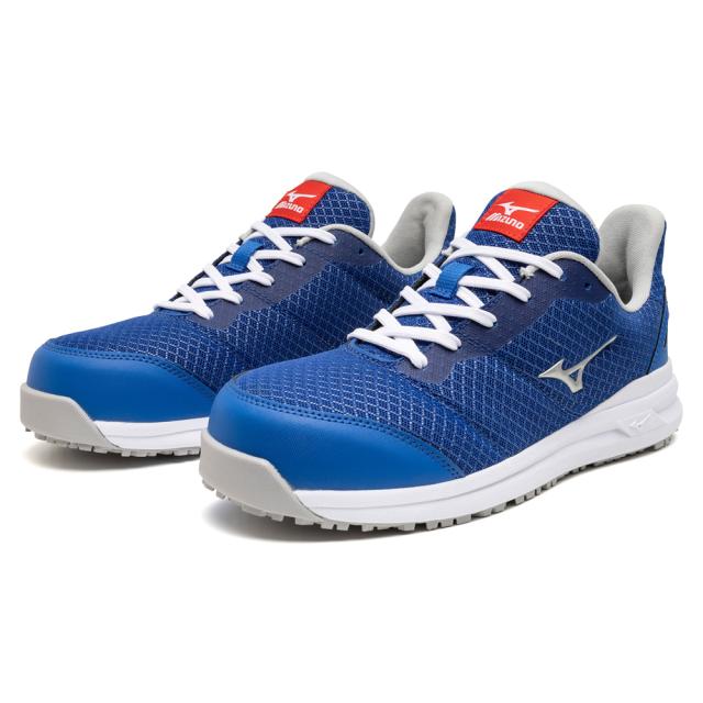 オールマイティ ワークシューズ 23cm ブルー×シルバー×ホワイト FSII 11L F1GA240327230 ミズノ [ウィメンズ レディース 女性 ワーキング スニーカー ローカット 軽量]
