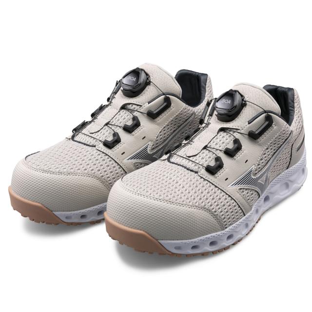 オールマイティ ワークシューズ 26cm ベージュ×ダークグレー VH 51L BOA F1GA230649260 ミズノ [メンズ 男性 ワーキング スニーカー ローカット ダイヤル靴 軽量]