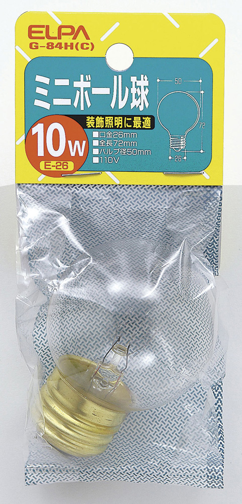 ミニボール球 10W E26 クリア G-84H(C) [電球 白熱電球 装飾照明 照明 エルパ ELPA]の通販はau PAY マーケット - ホームセンターセブン | au PAY ...
