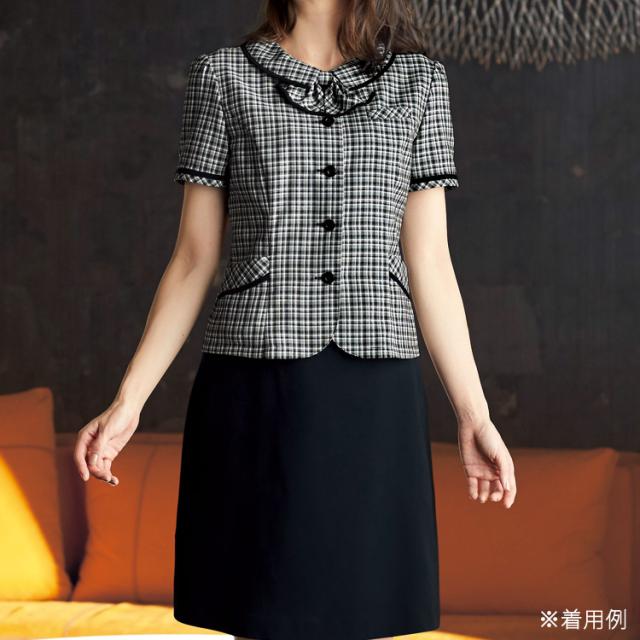 レディース オーバーブラウス 春夏 防透 高通気 リボン オフィス en joie かわいい 制服  事務服 定番 ビジネス 吸汗速乾 チェック アンジョア ジョア 26530 レディース オーバーブラウス 春夏 防透 高通気 リボン オフィス en