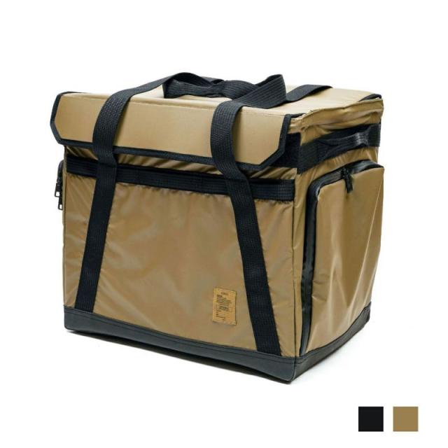 AS2OV アッソブ NYLON POLYCA FOLDING CONTAINER 折り畳みコンテナ 折りたたみ アウトドア キャンプ コンテナボックス 収納ボックス 倉庫 物置き 大容量 屋外 蓋 蓋付き 横穴 自立 収納 整頓  仕切り 飲み物 ドリンク ポケット 布 耐久 耐水 黒 カーキ BLACK KHAKI 152200