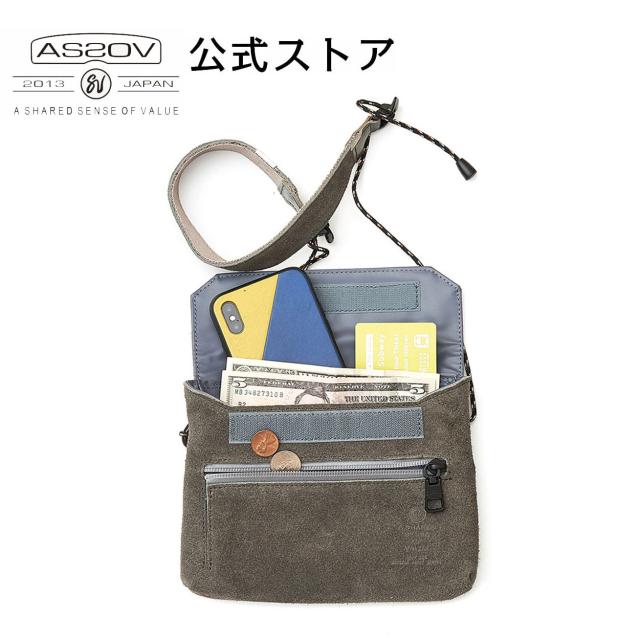 アッソブ公式通販 / AS2OV (アッソブ) サコッシュウォレット メンズ レディース ユニセックス 斜めがけ スエード サブバッグ 防水 撥水 アウトドア ショルダー WATER PROOF SUEDE Sacoche Wallet 091753