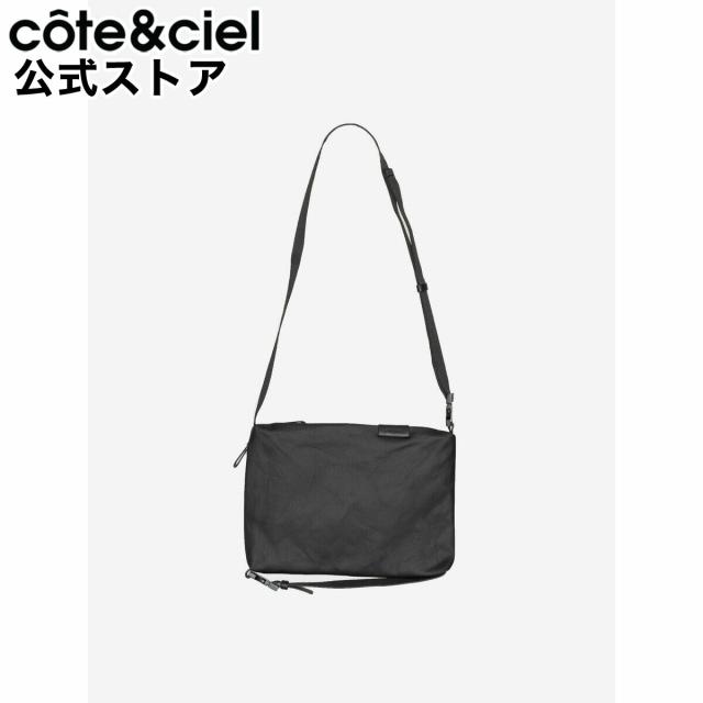 [公式直営] cote&ciel コートエシエル Inn Medium Coated Canvas Black ショルダーバッグ サコッシュ  コートアンドシエル コートシエル 防水 日本正規代理