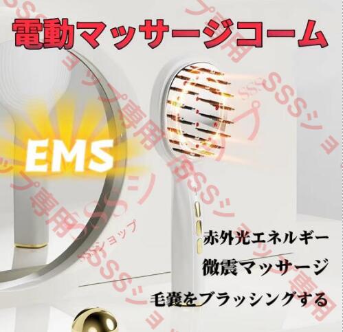 頭部マッサージ器 マッサージ櫛 電気ブラシ EMS スカルプケア ストレートブラシ 電動頭皮ブラシ 頭皮ケア 充電式 男女兼用