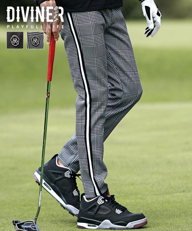 【DIVINER GOLF】 ゴルフウェア メンズ ゴルフ ウェア ジョガー パンツ ストレッチパンツ メンズ ストレッチジョガー パンツ パンツ ブランド 派手 チェック柄 ゴルフ服 ディバイナーゴルフ ブランド お兄系 オラオラ系 ちょいワル 夏服 夏 夏新作 新作
