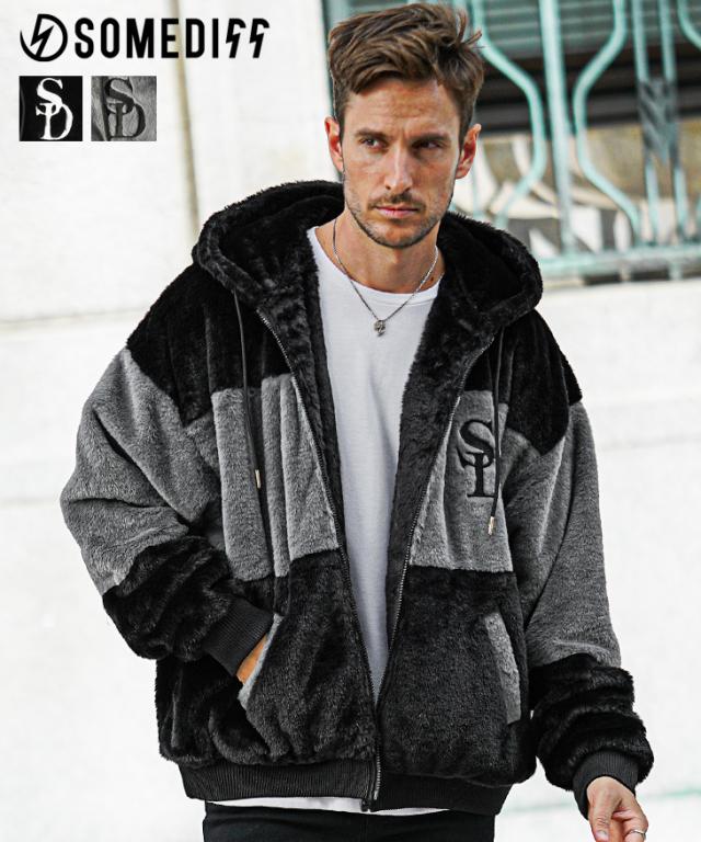 アウター メンズ ブランド ファー ブルゾン  秋冬 ボア ブルゾン おしゃれ ビッグシルエット 大きいサイズ メンズ アウター 防寒 ジャケット ジャンパー ブラック ホワイト 冬 冬物 冬服 ちょいワル お兄系 オラオラ系 joker ジョーカー