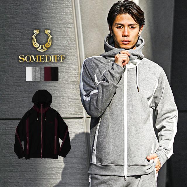 ライン切替 パーカー メンズ ジップパーカー メンズ フルジップ スウェット パーカー ストレッチ サイドライン フーディ  ジップアップパーカー ブランド ロゴ 黒 ブラック グレー おしゃれ 秋 秋服 秋物 秋冬 メンズファッション ちょいワル お兄系  joker ジョーカー