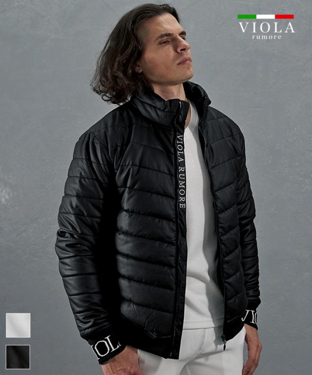 VIOLA rumore ヴィオラ 中綿ジャケット メンズ PUレザー ブルゾン  メンズ ブランド 中綿 ジャケット ZIPブルゾン 刺繍 ライトアウター 軽量 黒 白 ブラック ホワイト 冬 冬物 冬服 秋冬 メンズファッション ちょいワル お兄系 オラオラ系 Y52107 joker ジョーカー