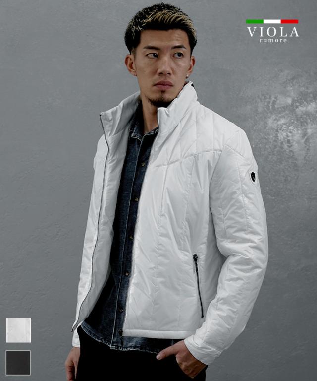 VIOLA rumore ヴィオラ 中綿ジャケット メンズ PUレザー ブルゾン  メンズ ブランド 中綿 ジャケット ZIPブルゾン 刺繍 ライトアウター 軽量 黒 白 ブラック ホワイト 冬 冬物 冬服 秋冬 メンズファッション ちょいワル お兄系 オラオラ系 Y52107 joker ジョーカー
