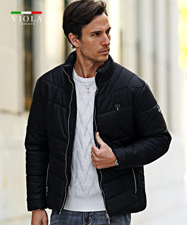 VIOLA rumore ヴィオラ アウター メンズ ブランド 中綿 ジャケット メンズ PUレザー ジャンパー 中綿ジャケット ブルゾン スタンドジャケット 黒 白 きれいめ 秋 秋服 秋物 秋冬 メンズファッション ちょいワル オラオラ系 Y62103