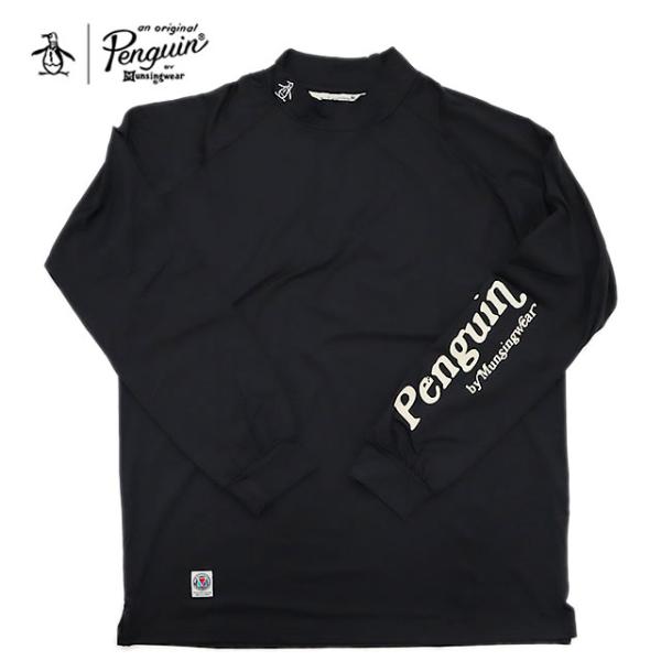 即納 Penguin by Munsingwear ペンギン バイ マンシングウェア STRETCH LONG SLEEVE MOCK NECK ストレッチ ロングスリーブ モックネック ブラック メンズ