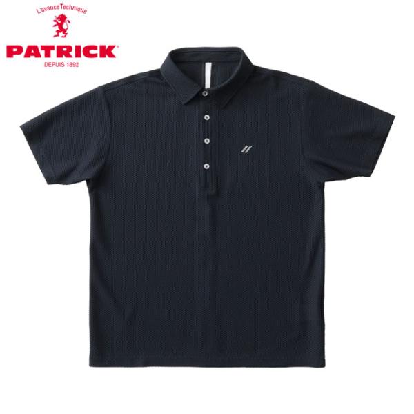 PATRICK GOLF パトリック ゴルフ メンズ  プラスリッチメッシュポロシャツ NVY ネイビー 半袖シャツ ショートスリーブ 吸汗速乾 UVカット 返品交換送料無料