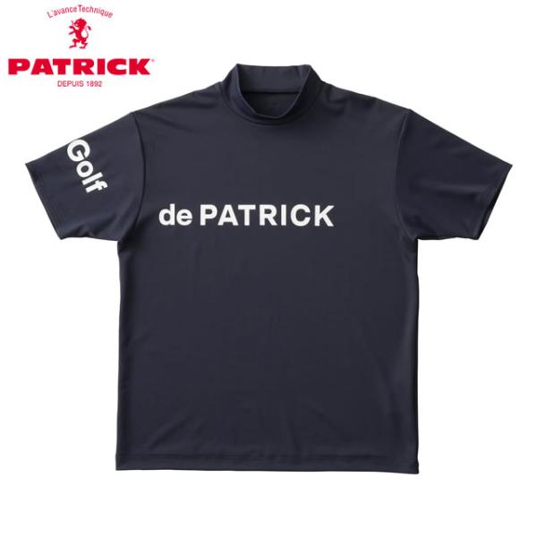 PATRICK GOLF パトリック ゴルフ メンズ ベアスムースロゴプリントモックネック NVY ネイビー 半袖シャツ 接触冷感 UVカット 返品交換送料無料