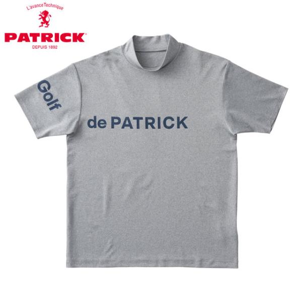 PATRICK GOLF パトリック ゴルフ メンズ ベアスムースロゴプリントモックネック GRY グレー 半袖シャツ 接触冷感 UVカット 返品交換送料無料