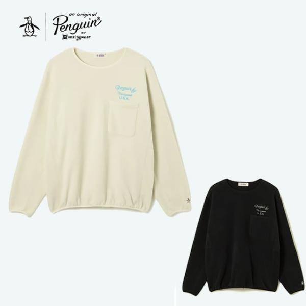 即納Penguin by Munsingwear ペンギン バイ マンシングウェア FLEECE CREW NECK PULLOVER フリース クルーネック プルオーバー WHITE BLACK 正規取扱店
