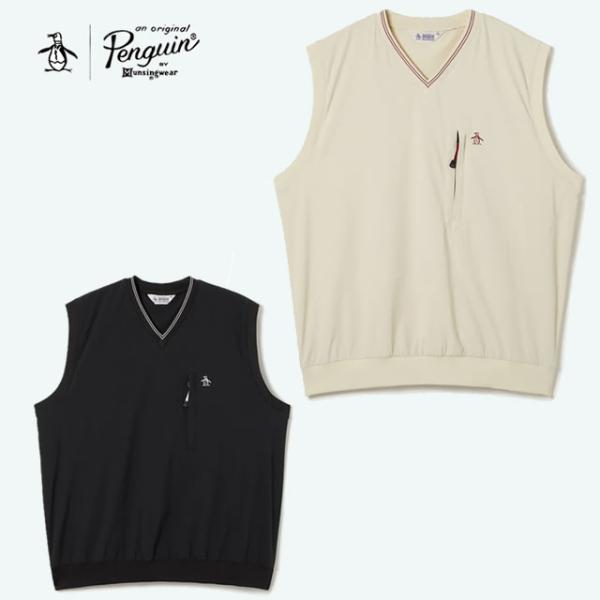 即納Penguin by Munsingwear ペンギン バイ マンシングウェア UTILITY NYLON RIPSTOP VEST ナイロン リップストップ ベスト BEIGE BLACK 正規取扱店
